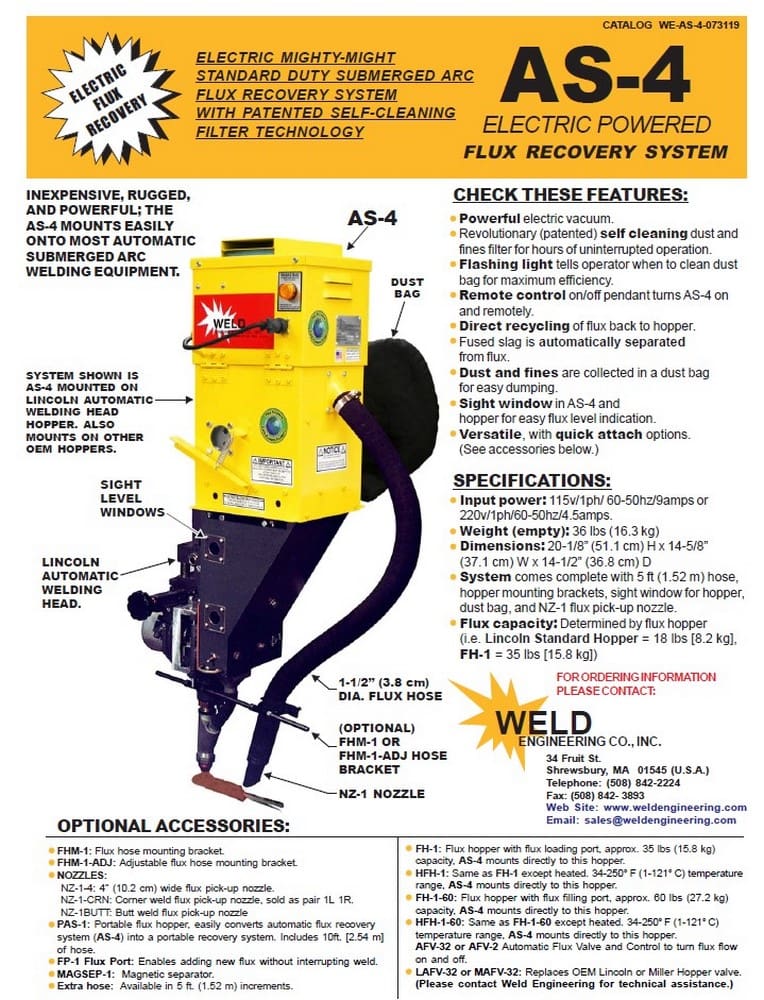 Used Weld Engine AS-4- Electric Powered Flux Recovery System - 8073981