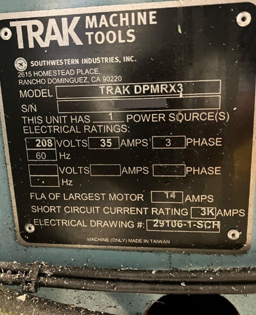 Used Trak DPMRX3 - CNC Vertical Machining Center - 8074690